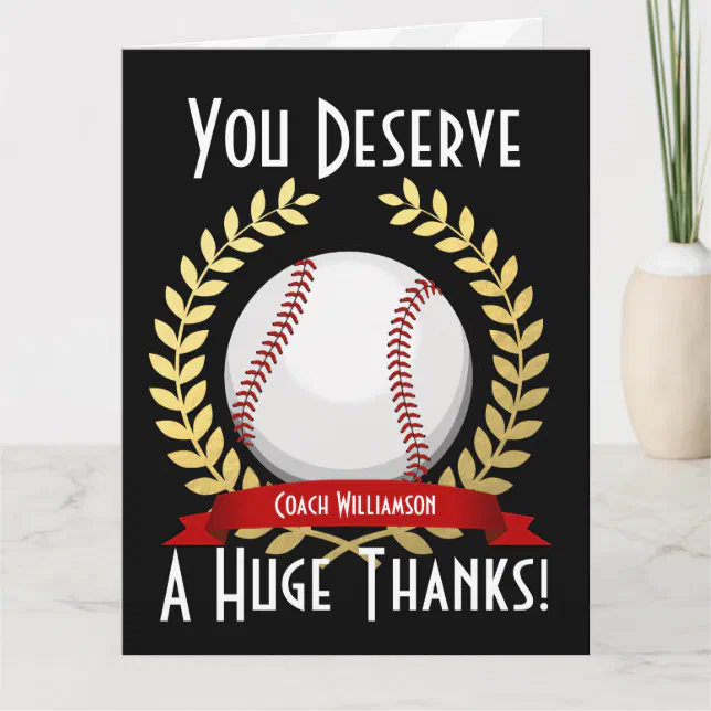 Giant Baseball Coach Thank You Black | Zazzle