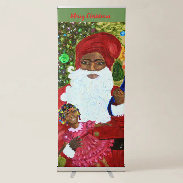 Giant Black Santa Banner with Stand - Party Plans | Zazzle
