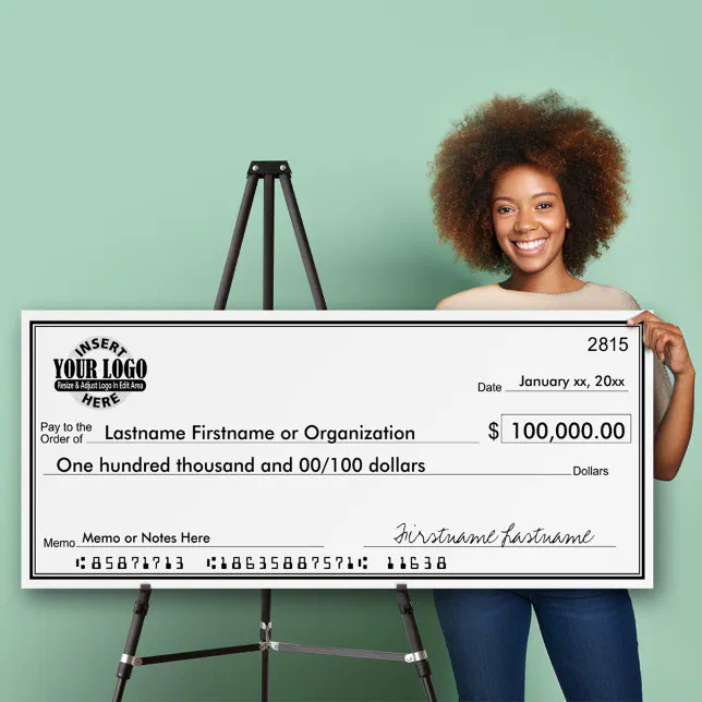 Giant Blank Check for Charity Events and Raffles Foam Board | Zazzle