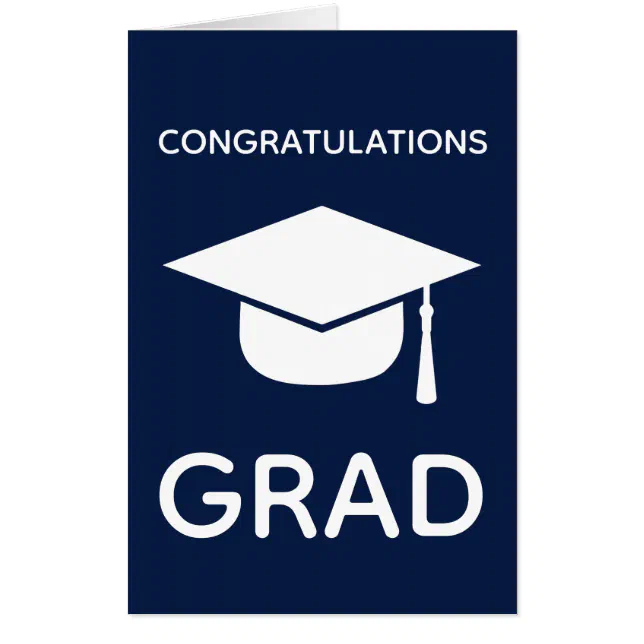 Giant Congratulations Grad Graduation Card Navy | Zazzle