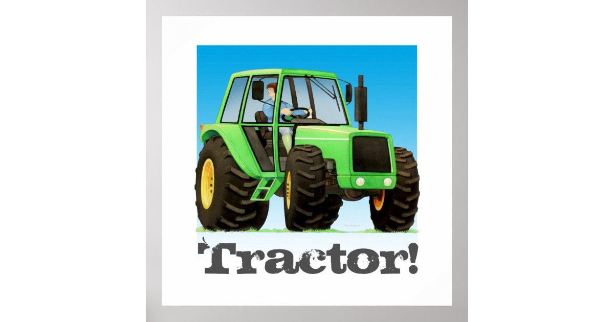 Giant Custom Kids Green Farm Tractor Poster | Zazzle