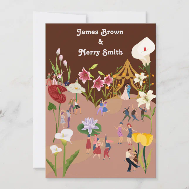 Giant Flowers Dancing Celebration Wedding Invitation | Zazzle