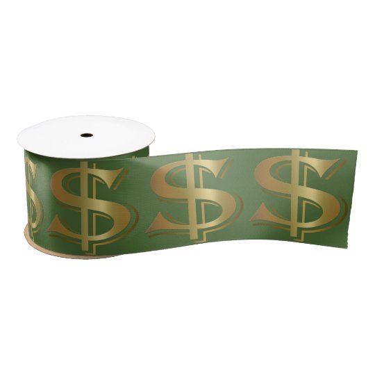 Giant Golden Dollar Sign Satin Ribbon | Zazzle.com