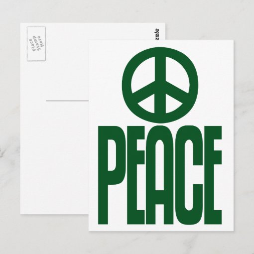 Giant Green Peace Sign Text, Loudmouth Postcard | Zazzle
