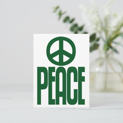 Giant Green Peace Sign Text, Loudmouth Postcard | Zazzle