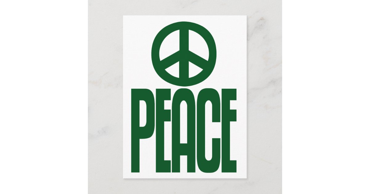 Giant Green Peace Sign Text, Loudmouth Postcard | Zazzle