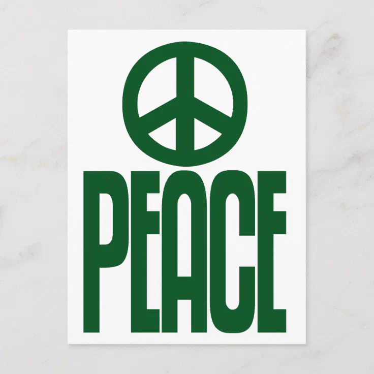 Giant Green Peace Sign Text, Loudmouth Postcard | Zazzle