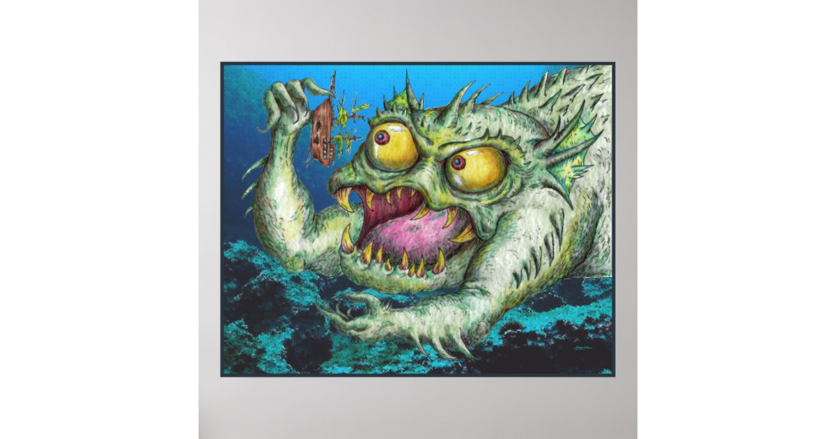 Giant Green Sea Monster Poster | Zazzle