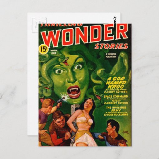 Giant Green Snake Woman Postcard | Zazzle