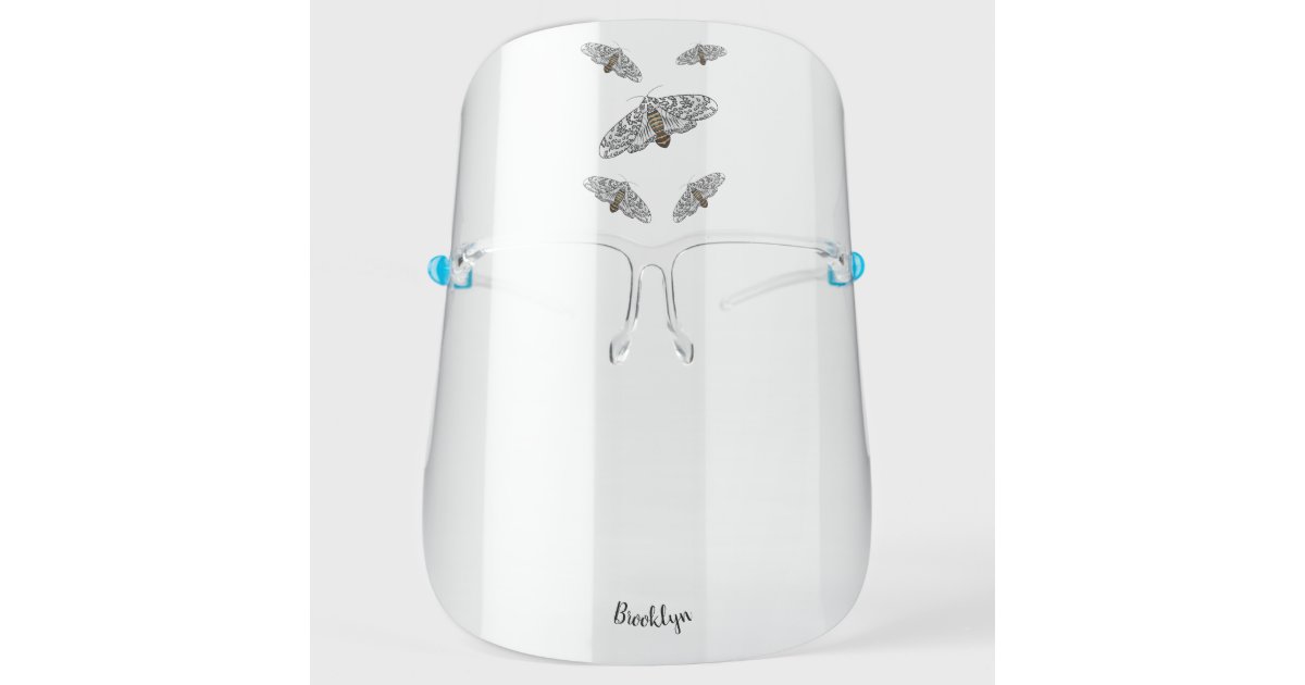 Giant leopard moth cartoon illustration face shield | Zazzle