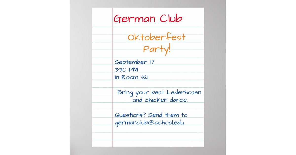 Giant Note Paper Colored Announcement Memo Poster | Zazzle