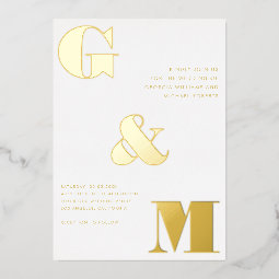 Giant Oversized Text Stylish Monogram Wedding Real Foil Invitation | Zazzle