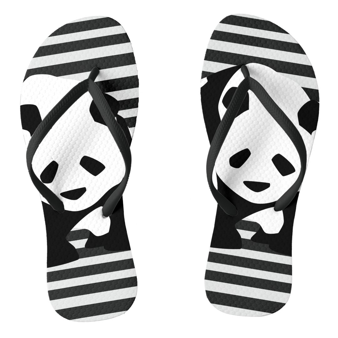 Giant Panda and Stripes Flip Flops | Zazzle
