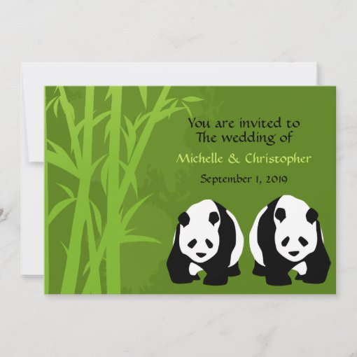 Giant Panda Bears and Green Bamboo Forest Wedding Invitation | Zazzle
