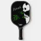Giant Panda Eats Bamboo Name Black Pickleball Paddle | Zazzle