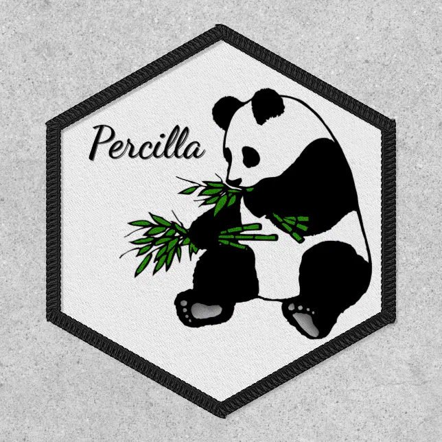 Giant Panda Eats Bamboo Name Patch | Zazzle