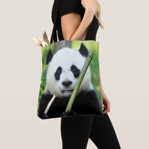 Giant Panda Holding Bamboo Tote Bag | Zazzle
