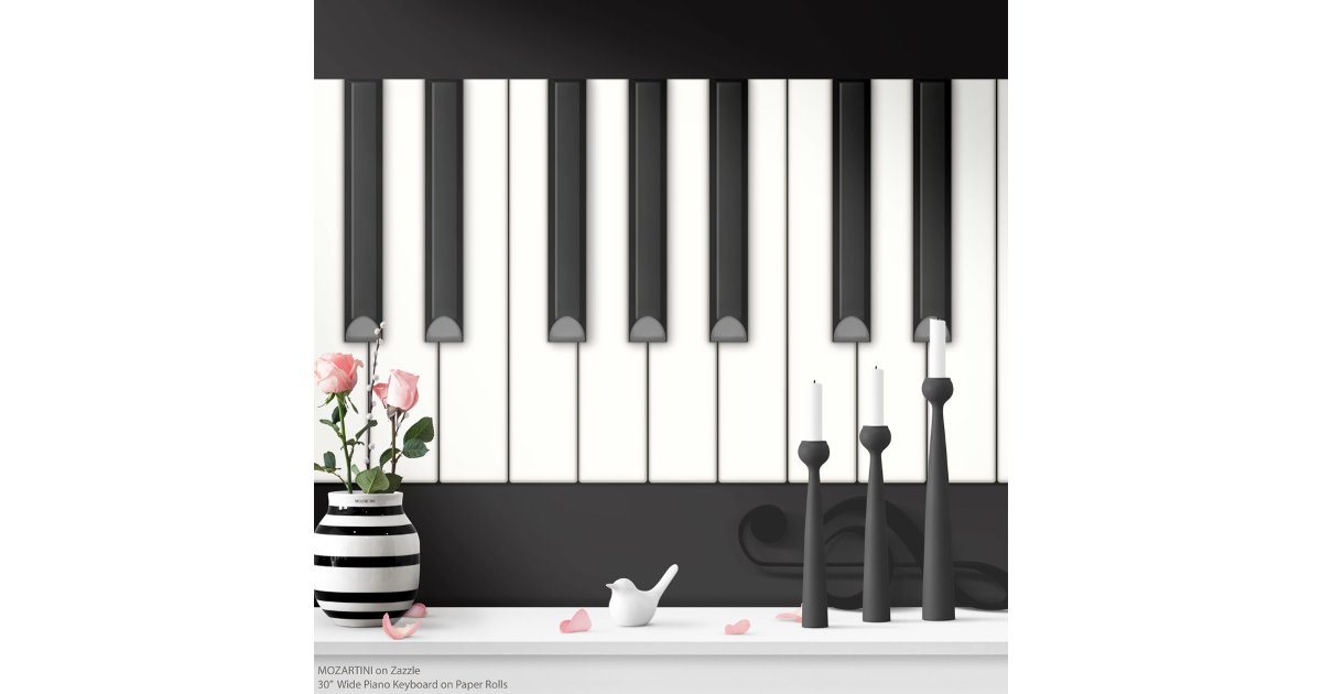 Giant Piano Keyboard on a Roll of Paper (black) | Zazzle