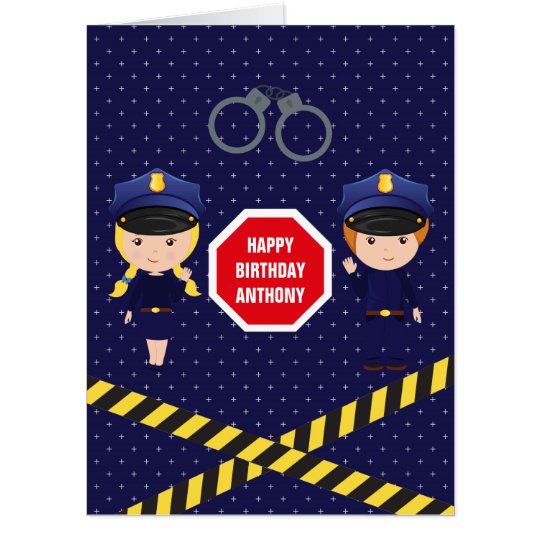 Giant Police themed Birthday Greeting add photo Card | Zazzle.com