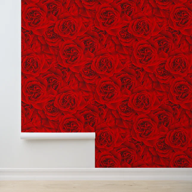 Giant Red Roses Elegant Romantic Pretty Seamless Wallpaper | Zazzle