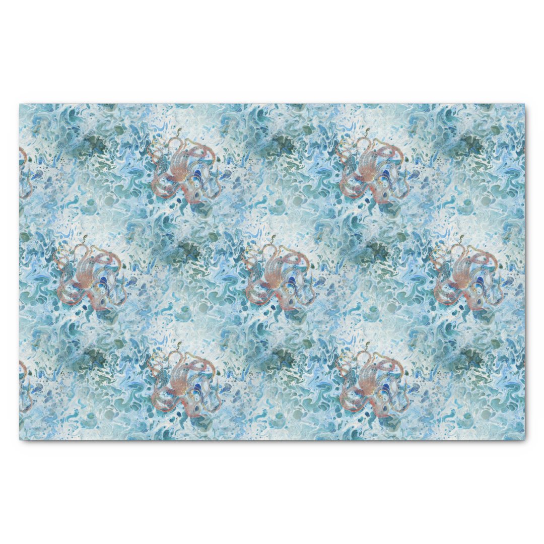 Giant Squid Sea Octopus Painting Tissue Paper | Zazzle