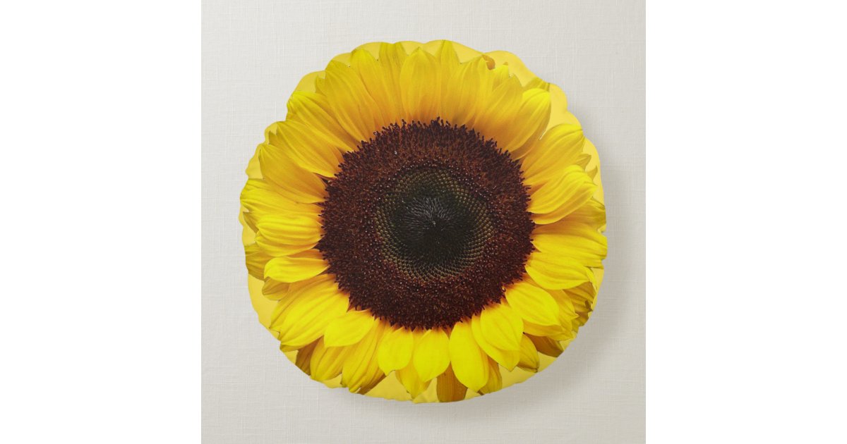 Giant Yellow Sunflower Round Pillow | Zazzle