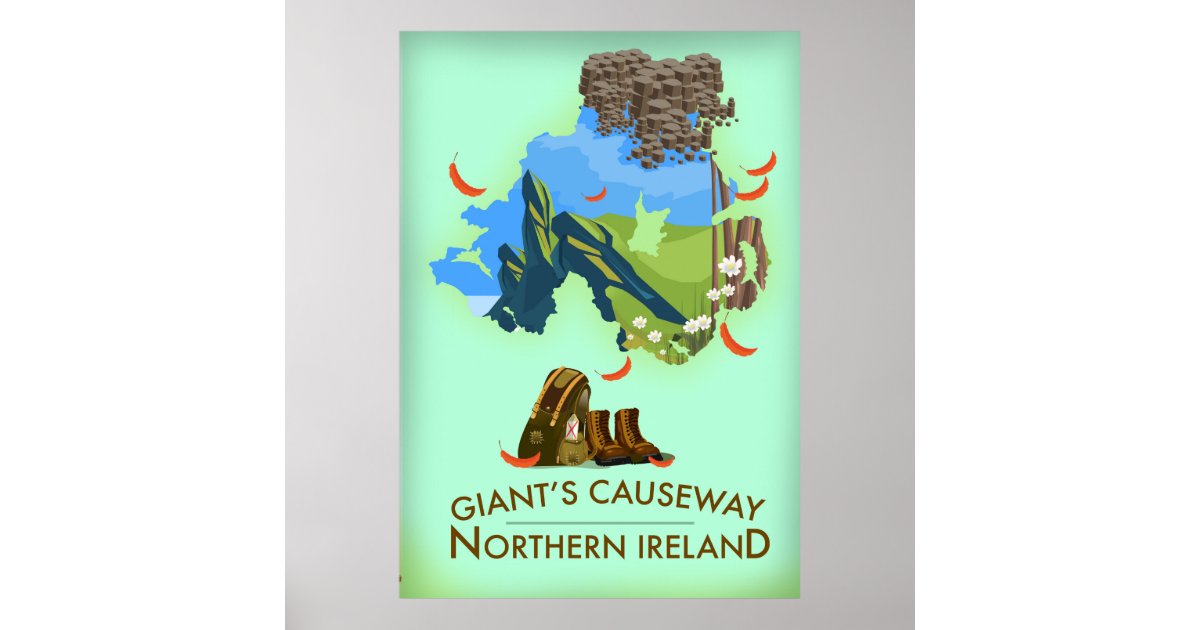 Giants Causeway Northern Ireland Map Travel poster | Zazzle