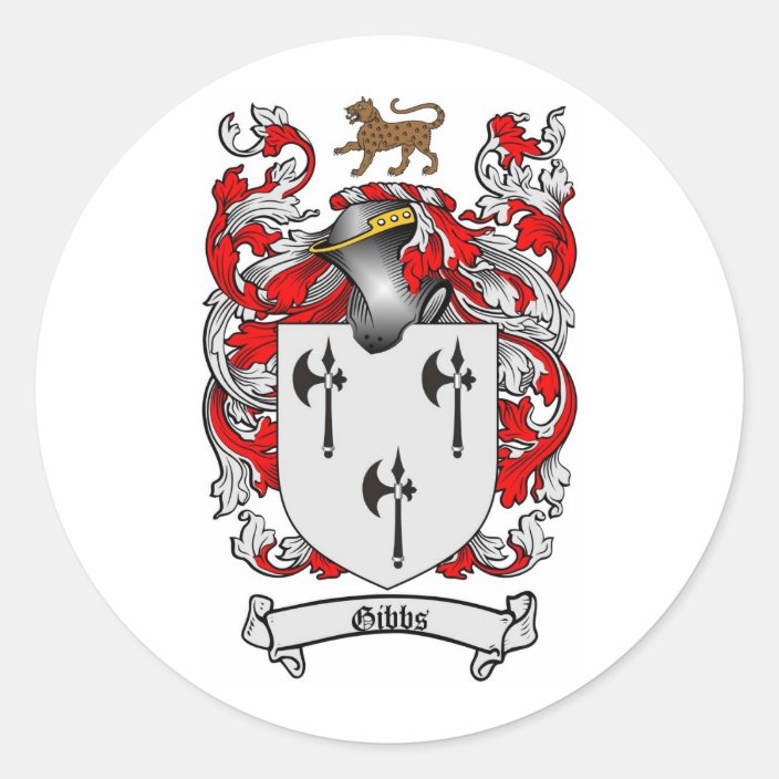 GIBBS FAMILY CREST - GIBBS COAT OF ARMS CLASSIC ROUND STICKER | Zazzle.com