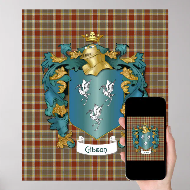 Gibson Coat of Arms and Tartan Poster | Zazzle