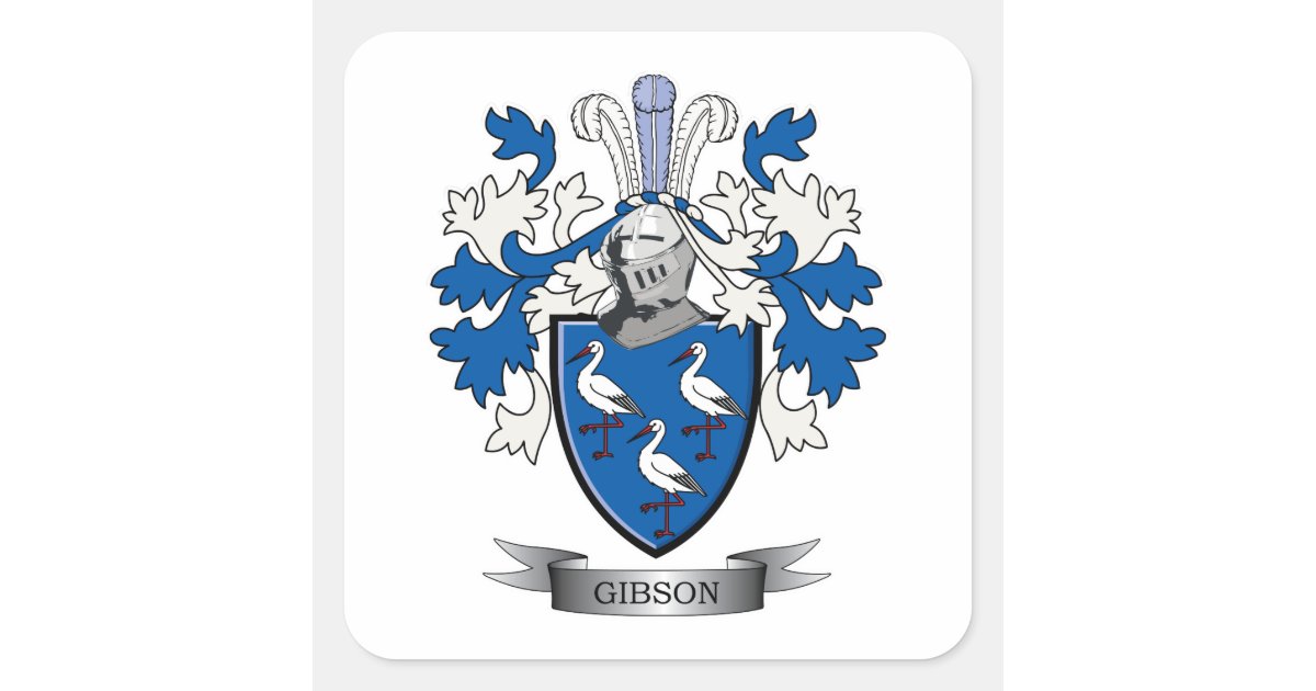 Gibson Family Crest Coat of Arms Square Sticker | Zazzle