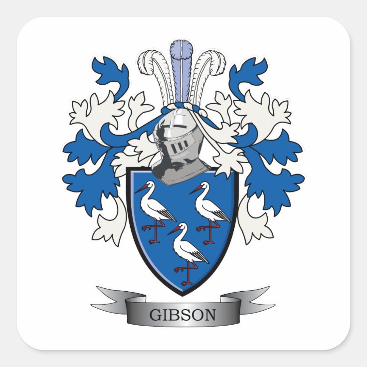 Gibson Family Crest Coat of Arms Square Sticker | Zazzle