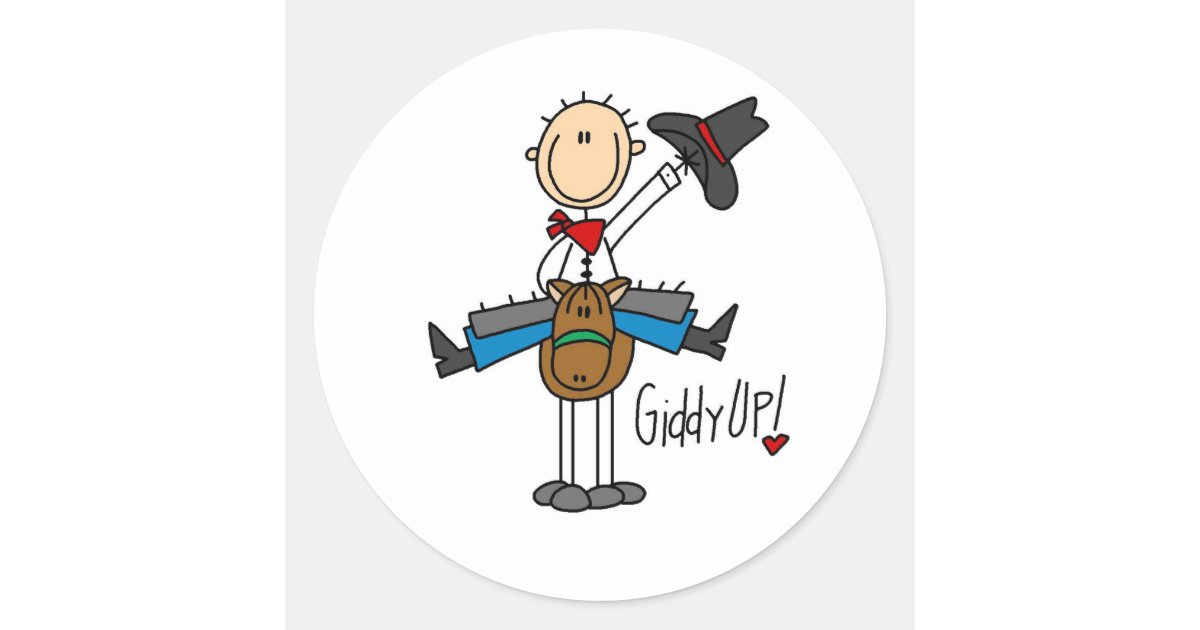 Giddy Up! Cowboy Stick Figure Sticker | Zazzle