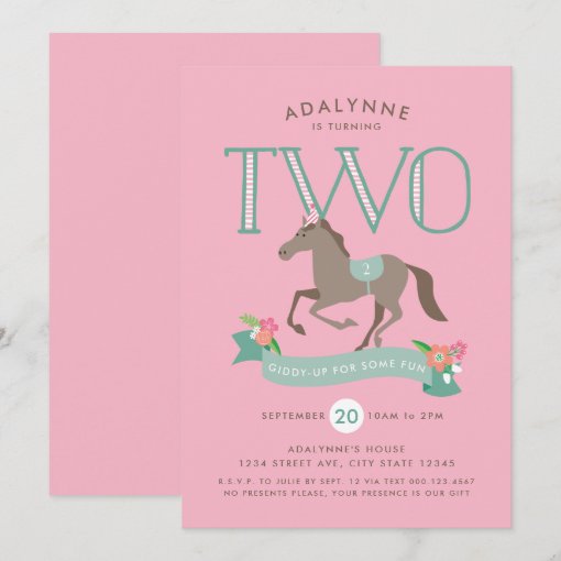 Giddy Up for Fun Second Birthday Invitation | Zazzle