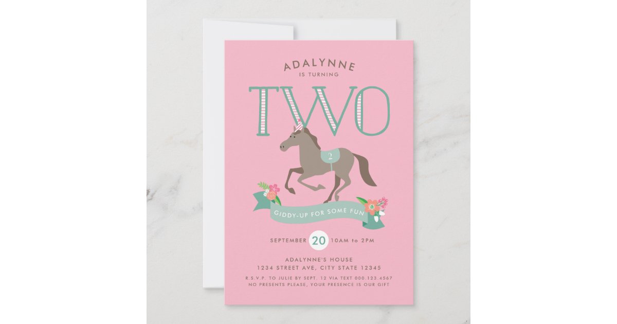 Giddy Up for Fun Second Birthday Invitation | Zazzle