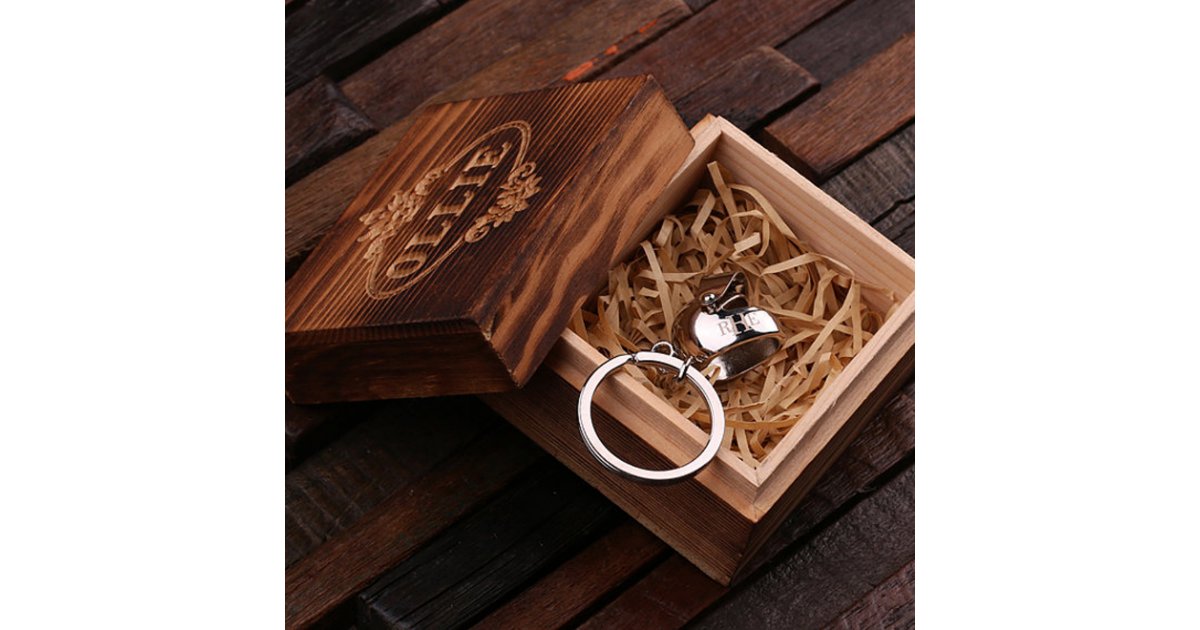 Gift Box and Monogram Motorcycle Helmet Keychain | Zazzle