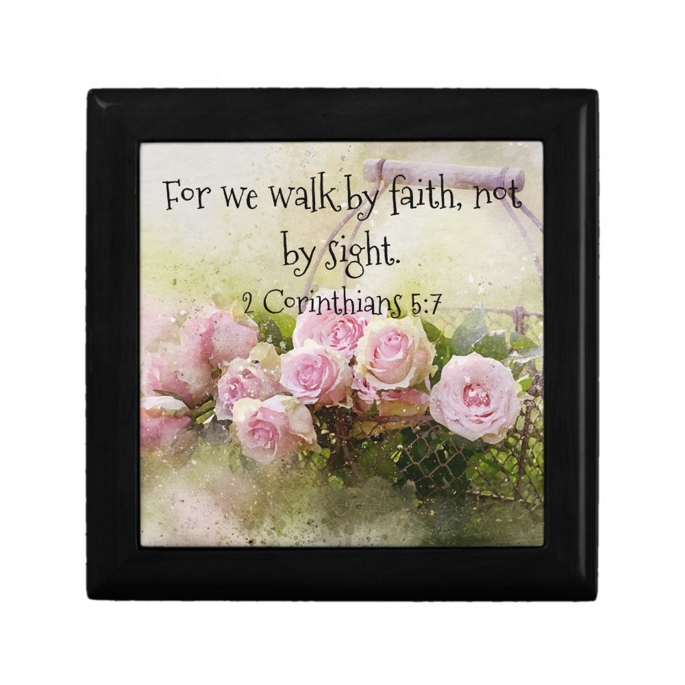 Faith Scripture Wooden Jewelry Keepsake Boxes Small 5.125" Square Black ...