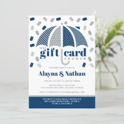 Gift Card Shower Invitation in Blue and Gray | Zazzle