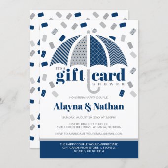 Gift Card Shower Invitation in Blue and Gray | Zazzle