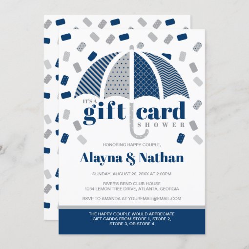 Gift Card Shower Invitation in Blue and Gray | Zazzle