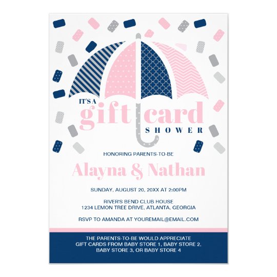 Gift Card Shower Invitation in Blue and Pink | Zazzle.com