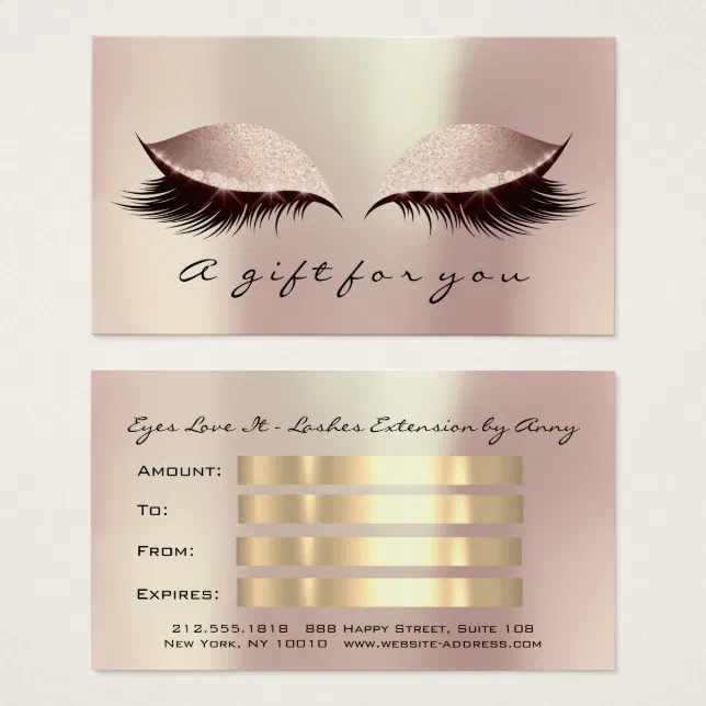 Gift Certificate Blush Lashes Extension Makeup | Zazzle