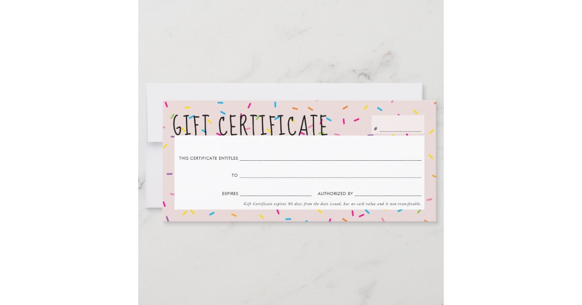GIFT CERTIFICATE cute fun colorful sprinkles party | Zazzle