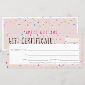GIFT CERTIFICATE cute fun colorful sprinkles party | Zazzle