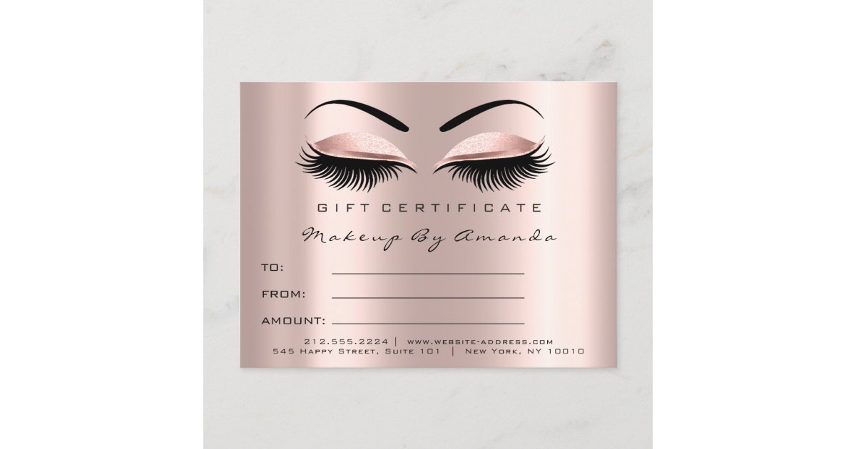 Gift Certificate Lashes Extension Makeup Brows Postcard | Zazzle