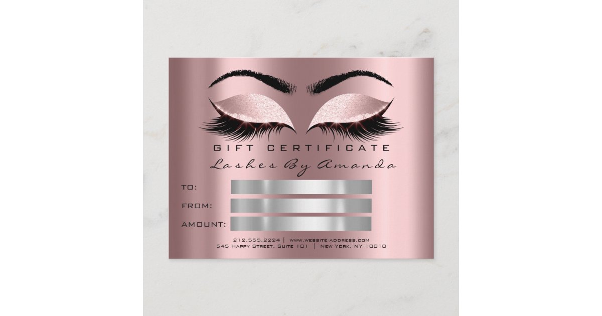 Gift Certificate Makeup Lash Microblading Postcard | Zazzle