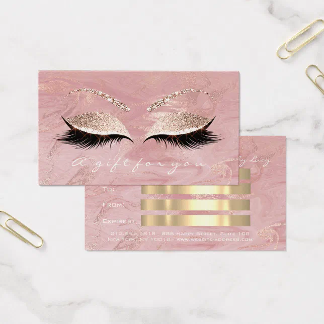 Gift Certificate Marble Pink Lash Extension Makeup | Zazzle