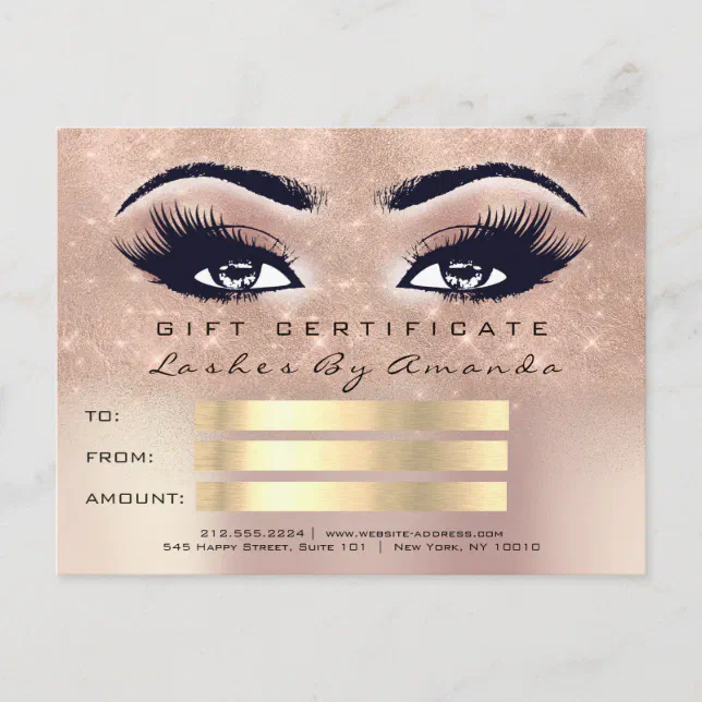 Gift Certificate Microblading Cosmetologist Lash 1 Postcard | Zazzle