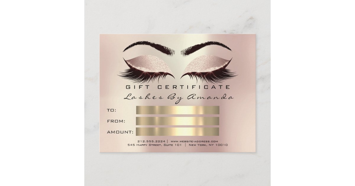 Gift Certificate Microblading Cosmetologist Lashes Postcard | Zazzle