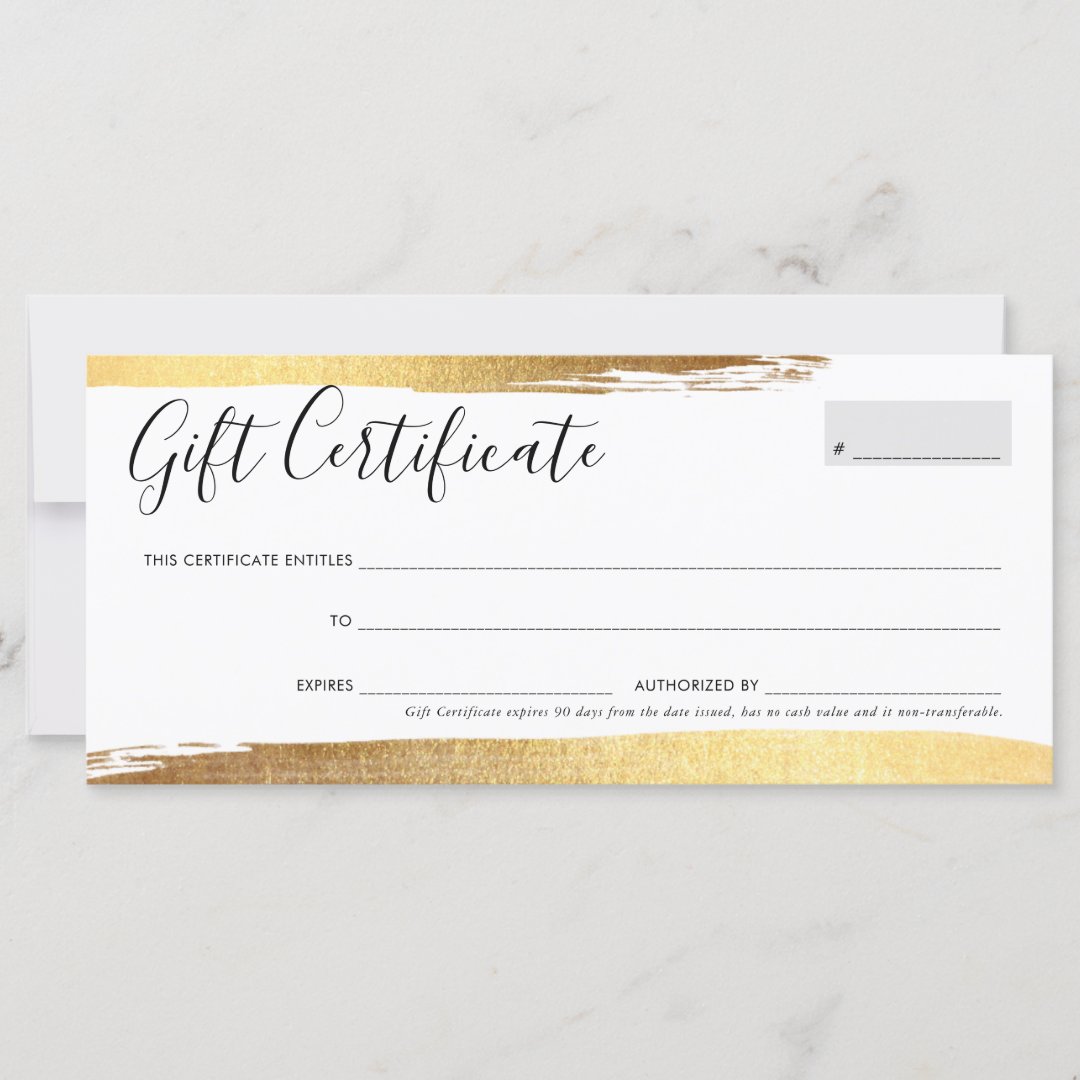 GIFT CERTIFICATE VOUCHER elegant chic gilded gold | Zazzle