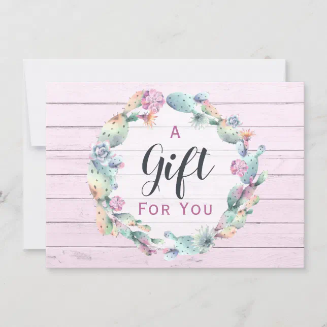 Gift Certificate Watercolor Succulent Cactus Boho | Zazzle